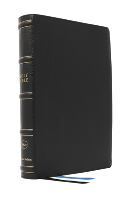 NKJV, Large Print Thinline Reference Bible, Blue Letter, Maclaren Series, Genuine Leather, Black ...